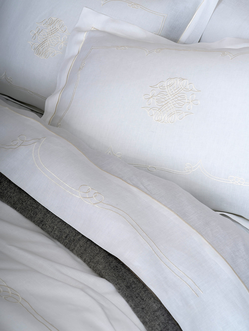 SAVED NY X PETER REED “CALLIGRAPHY” EMBROIDERED BEDDING COLLECTION